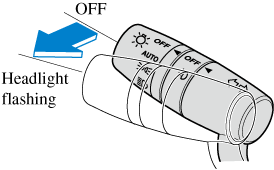 The headlight high-beam indicator light in the instrument cluster ...