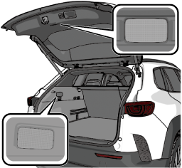 The luggage compartment lights turn on.
