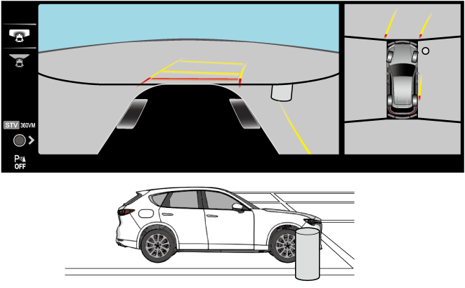 Vehicle width extension lines and projected vehicle paths are only ...