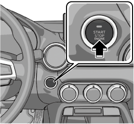 The engine starts and the KEY indicator light (green)