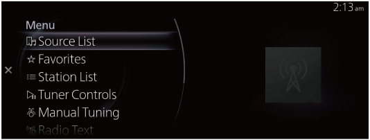FM radio menu
