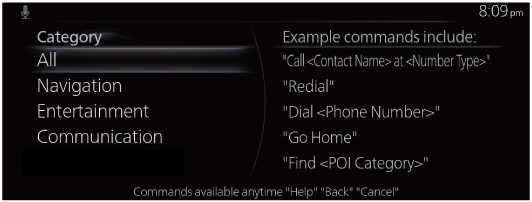 The voice command examples shown in this manual are only a partial list ...