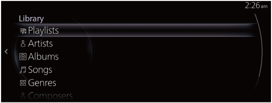 Select the playback method for the song from the category list.